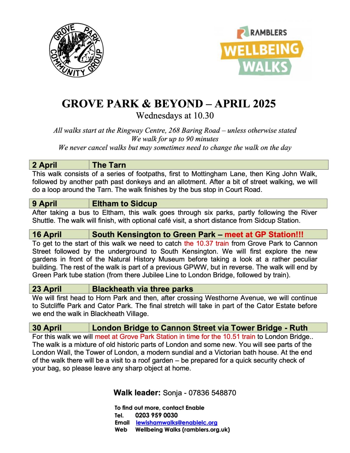 Grove Park and Beyond walking group – April 2025 - Grove Park Community ...