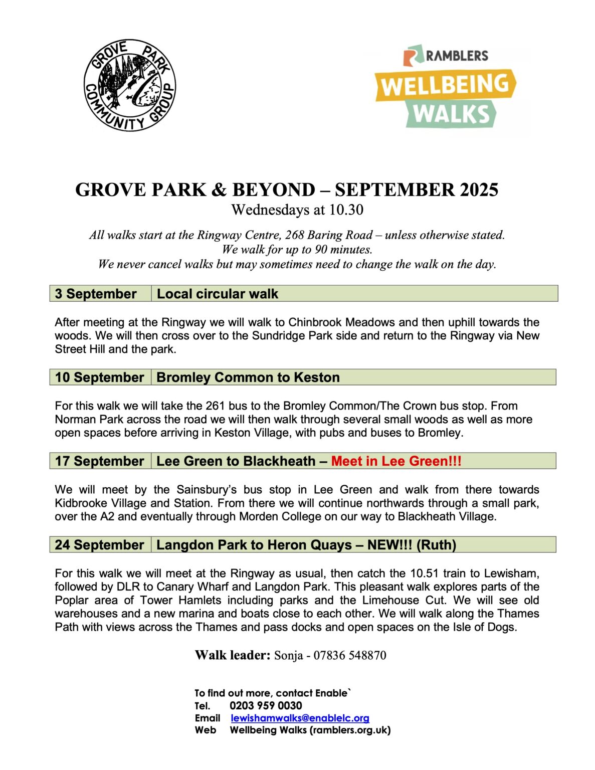 Grove Park & Beyond Walking Group – September 2025 - Grove Park ...